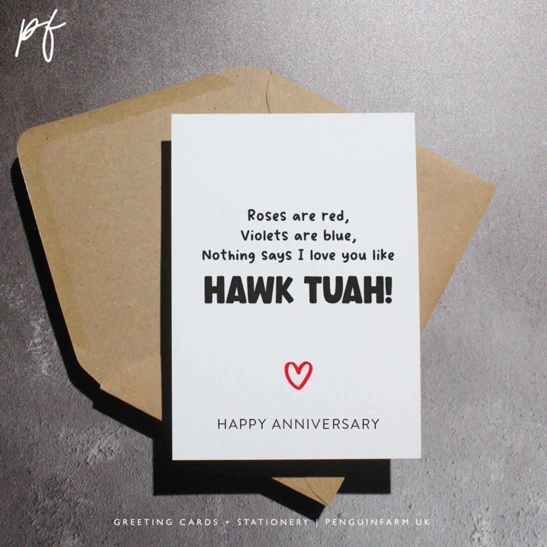 Hawk Tuah Fiancé Anniversary Card Greeting Cards, Custom Cards ...