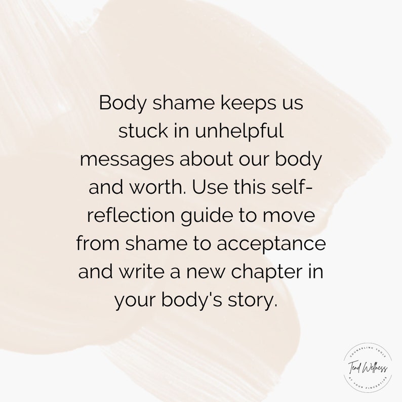 Printable Body Image Workbook, Body Image Therapy Worksheet, Positive ...