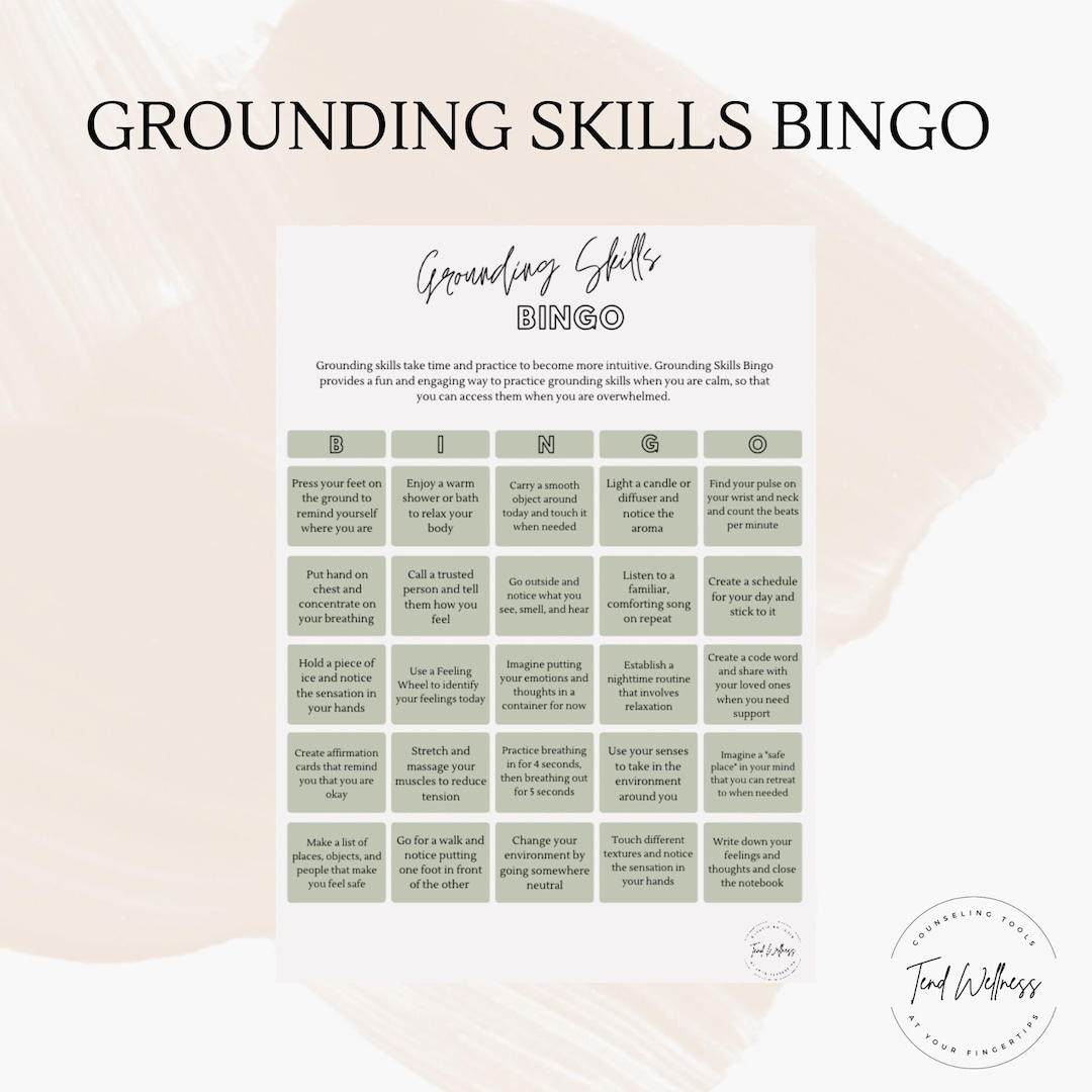 Grounding Skills Bingo, Counseling Grounding Skills, Trauma Resources ...