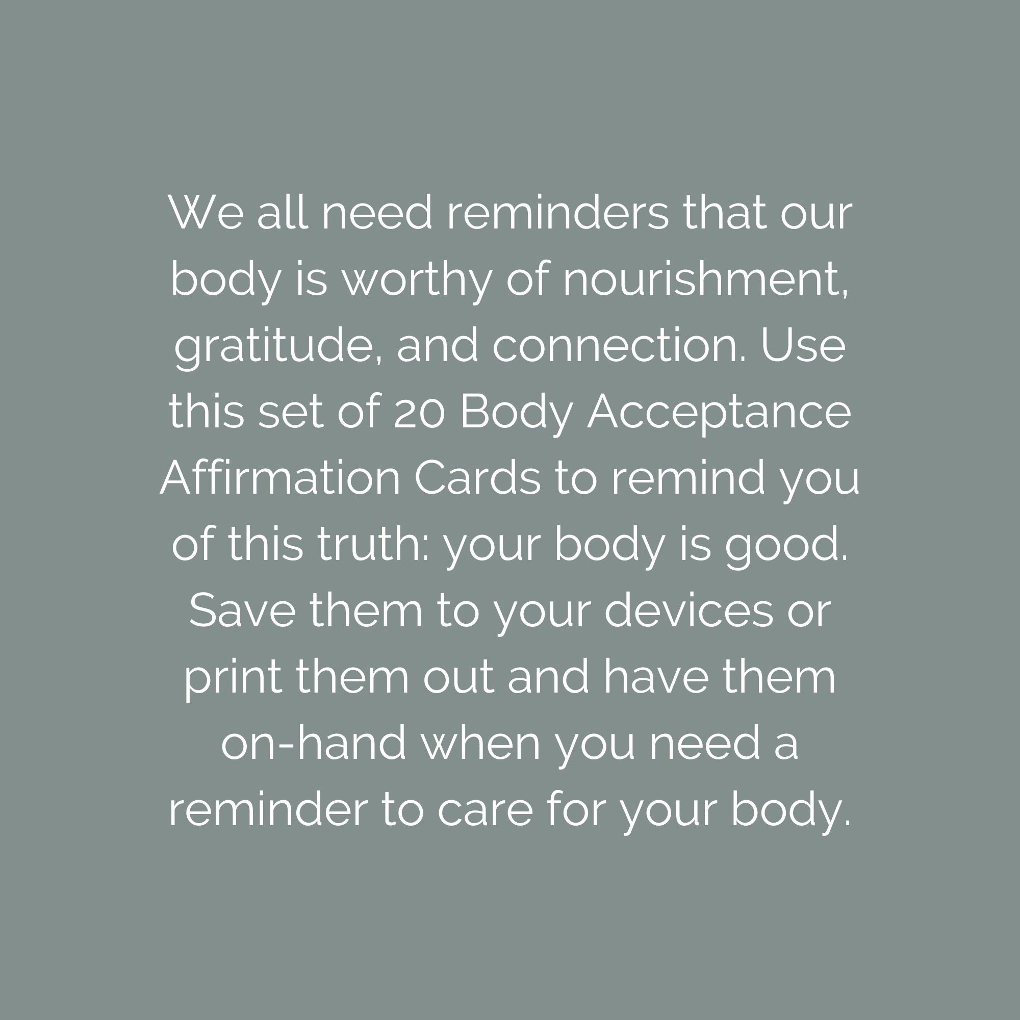 Body Acceptance Affirmation Cards, Body Positivity, Eating Disorder ...