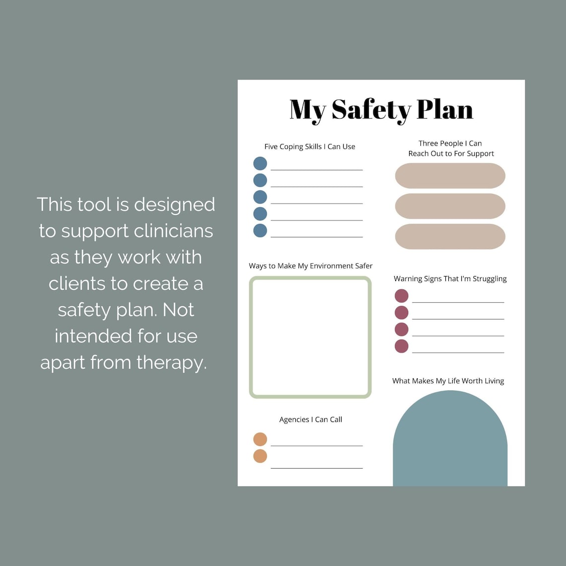 Printable Safety Plan Worksheet, Crisis Tool, Mental Health, Counseling ...