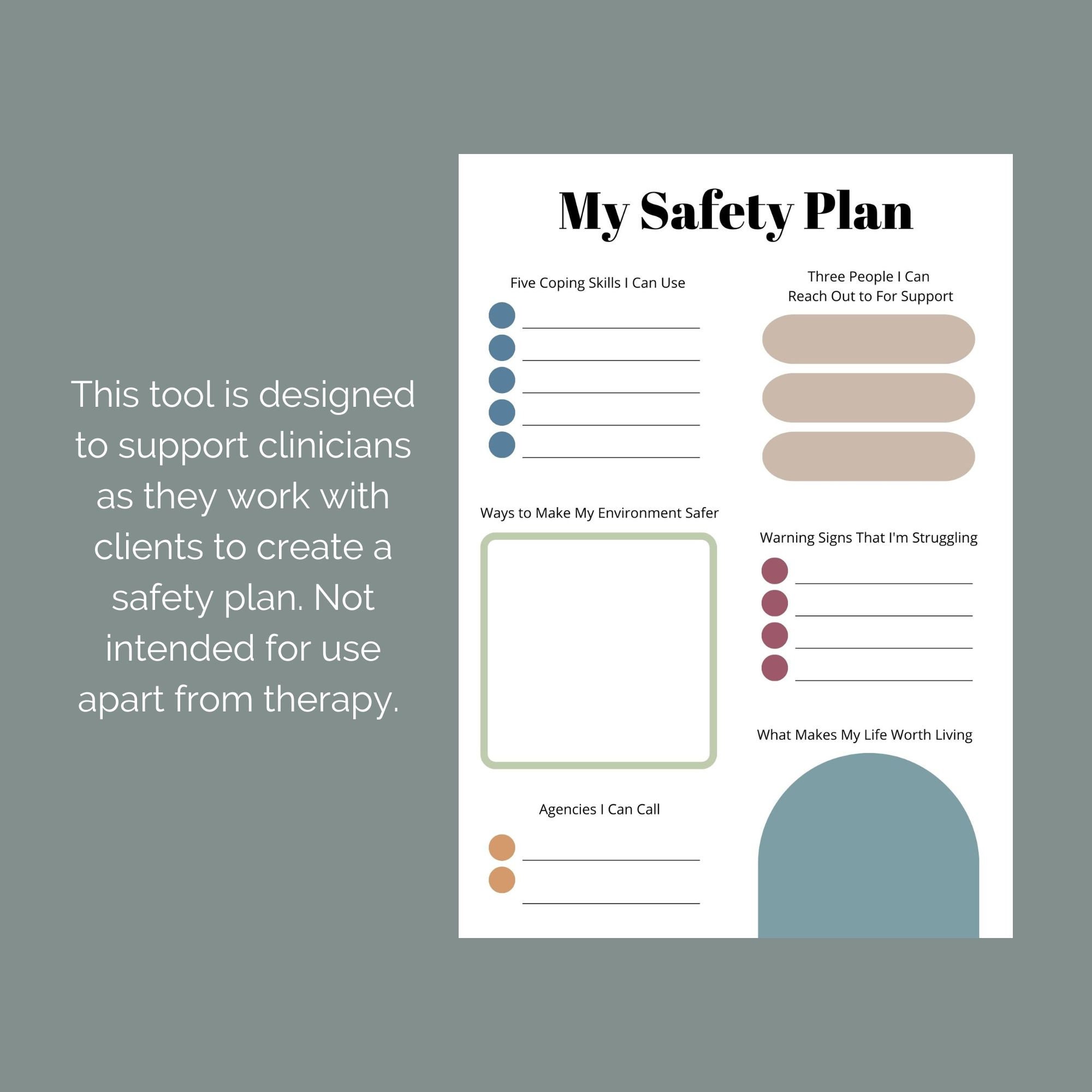 Printable Safety Plan Worksheet, Crisis Tool, Mental Health, Counseling ...