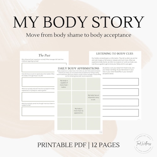 Printable Body Image Workbook Body Image Therapy Worksheet - Etsy