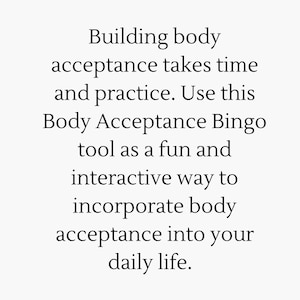 Body Image Bingo Digital Worksheet, Build Body Acceptance, Mental ...