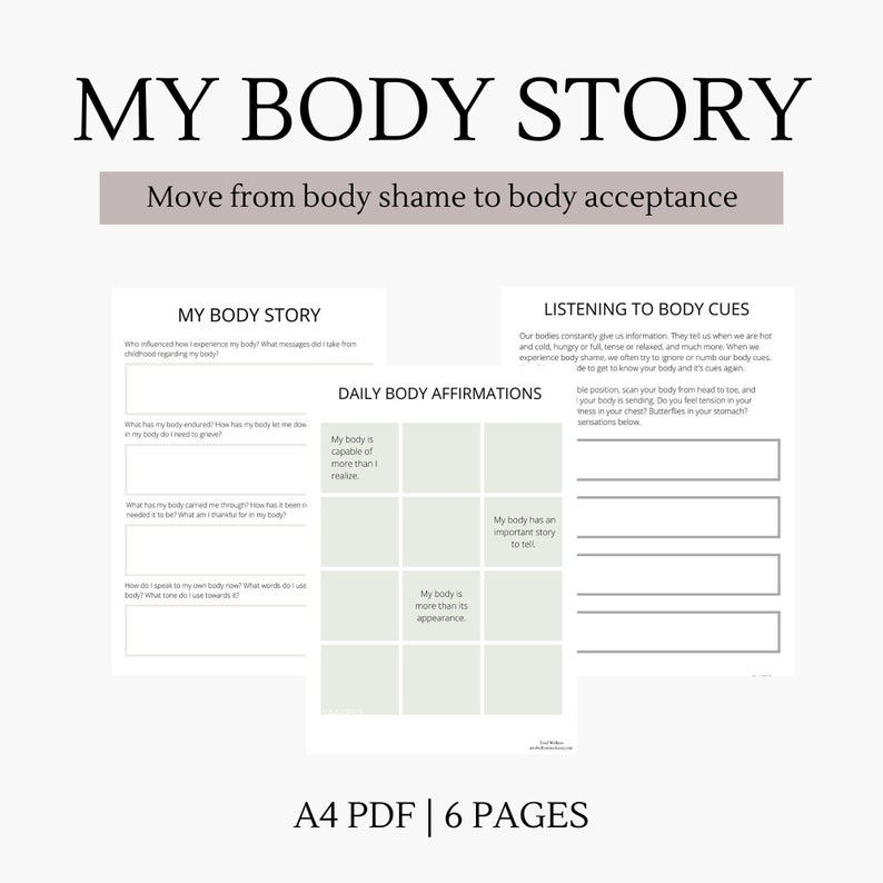 Printable Body Image Workbook Body Image Therapy Worksheet - Etsy