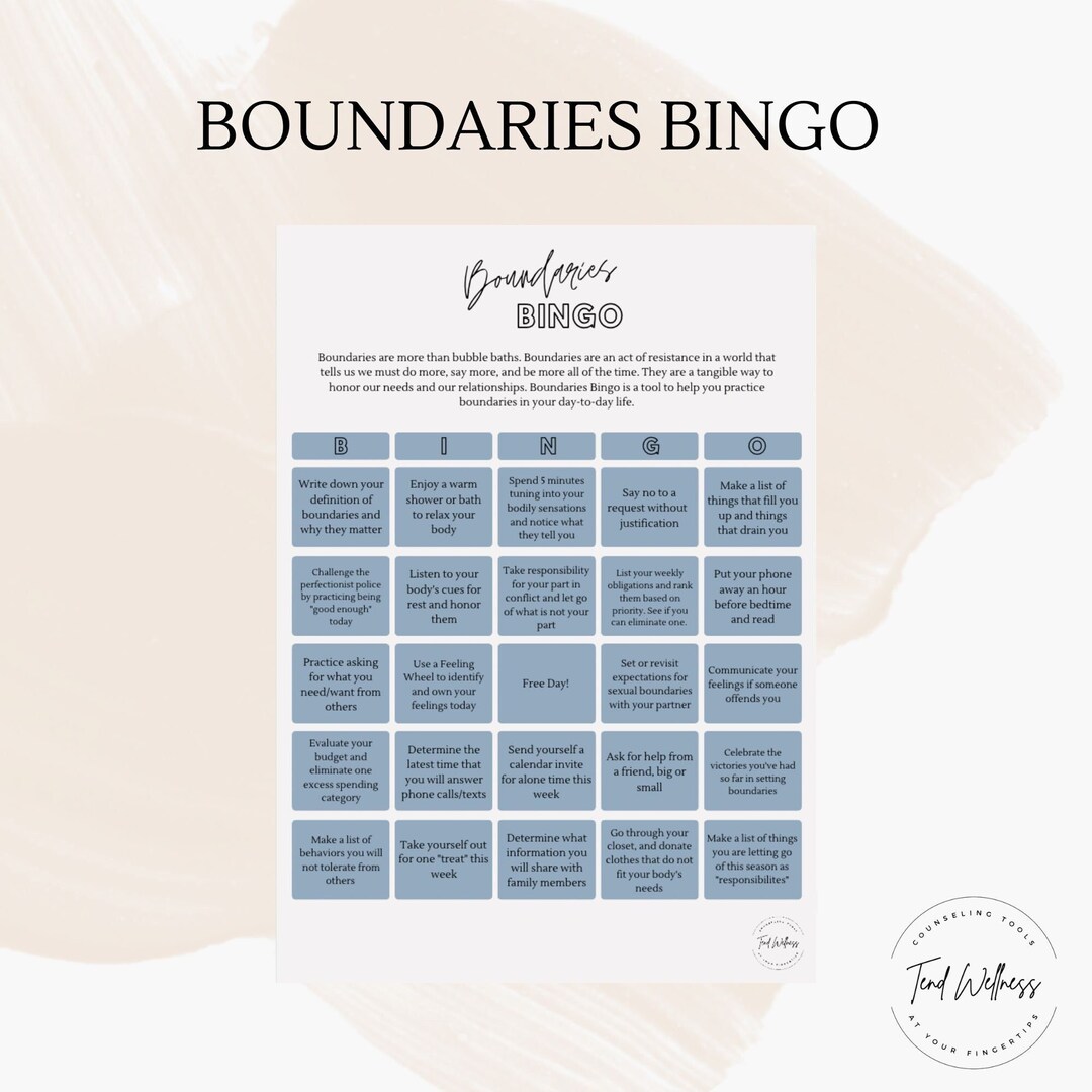 Boundaries Bingo Counseling Tool, Mental Health Tool. Set Healthy ...