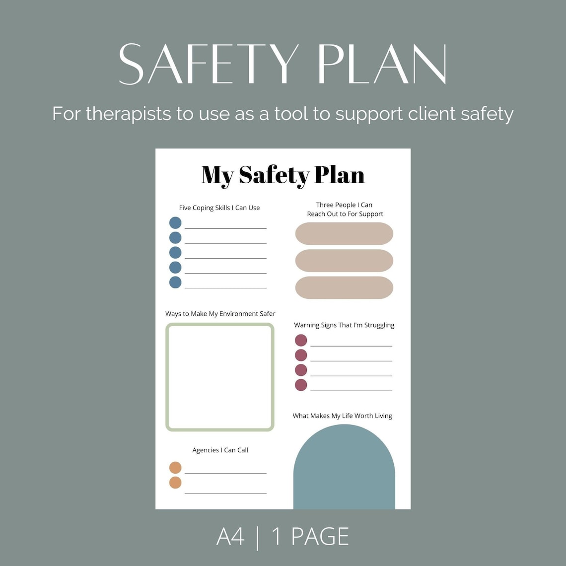 Printable Safety Plan Worksheet Crisis Tool Mental Health - Etsy Australia