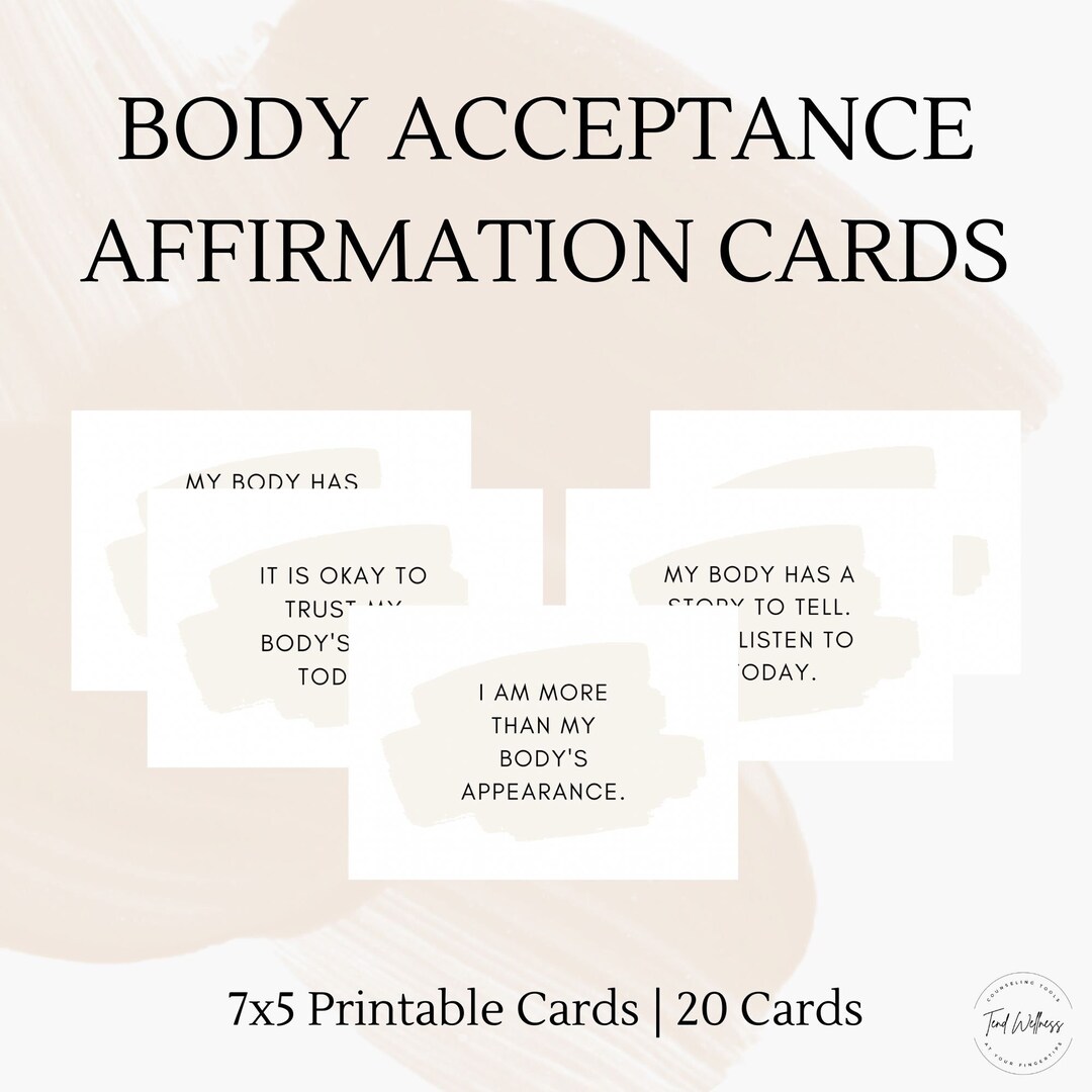 Body Acceptance Affirmation Cards, Body Positivity, Eating Disorder ...