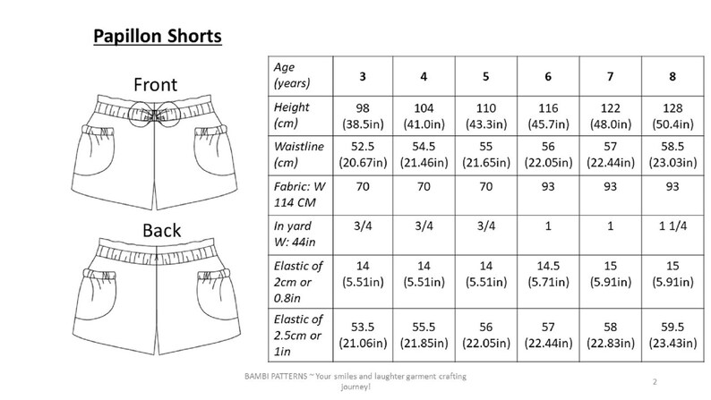 Girl Shorts Pattern With Patch Pockets PDF Sewing Pattern A4 Instant ...