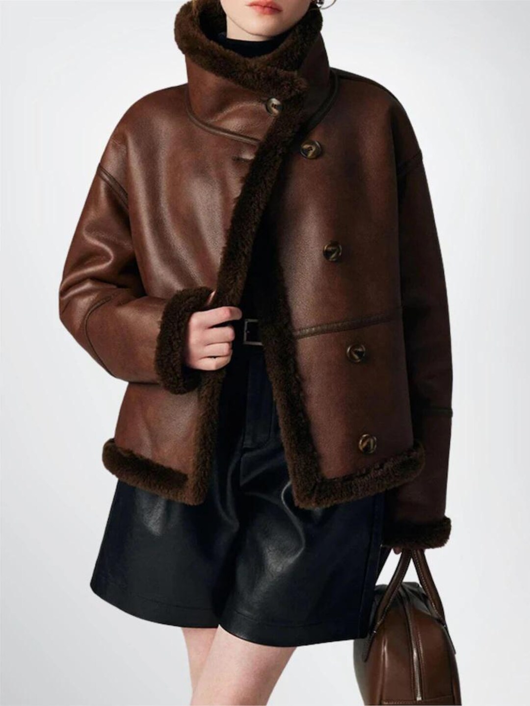 Women's Real Leather Aviator Pilot RAF B3 Bomber Jacket - Brown ...