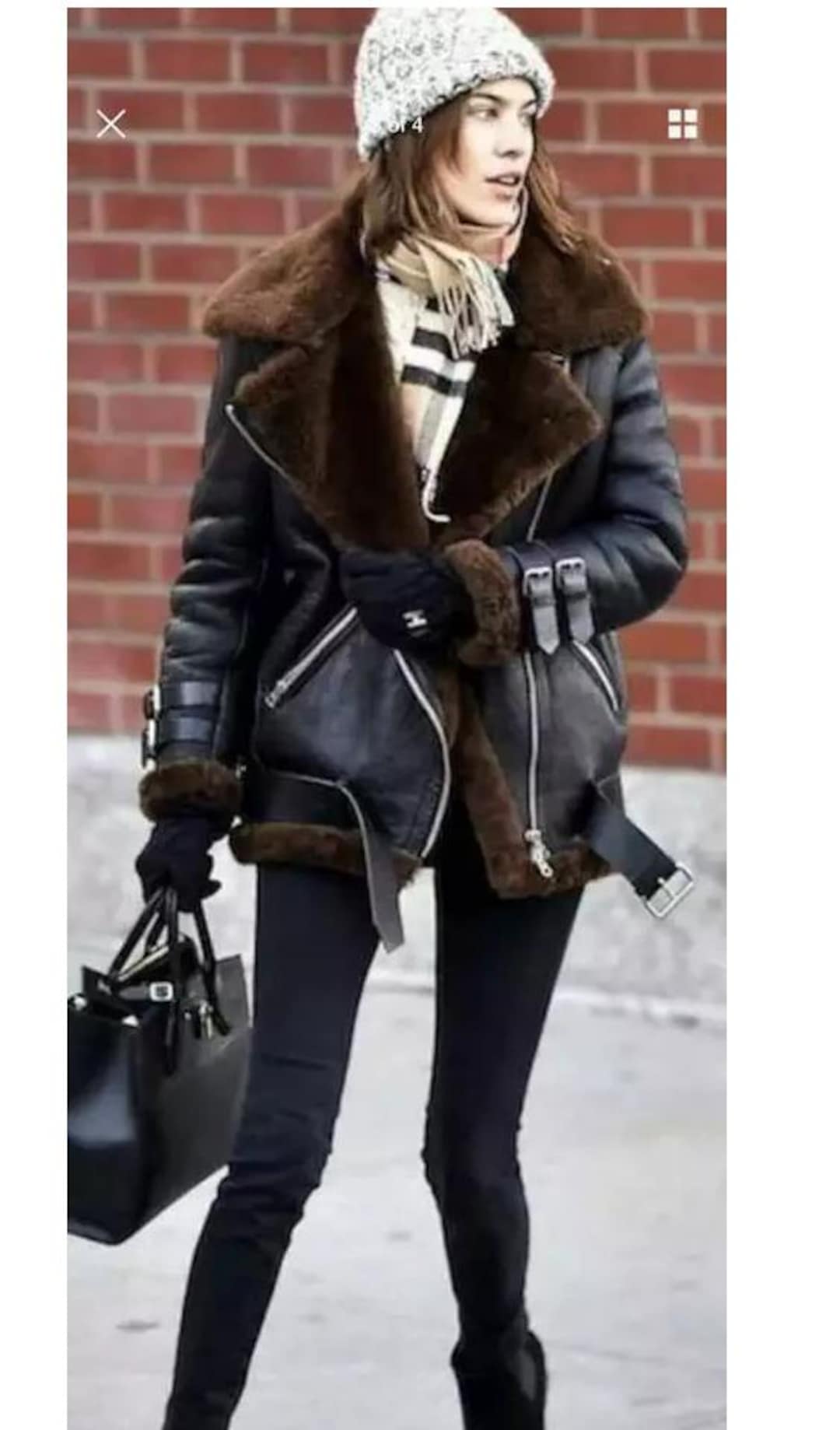 Women's Real Leather Aviator Pilot RAF B3 Bomber Jacket - Black ...