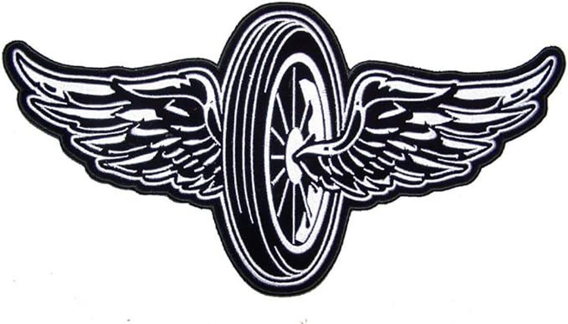 Motorcycle Flying Wheel Wings Patch Embroidered Jacket Vest Patches for ...