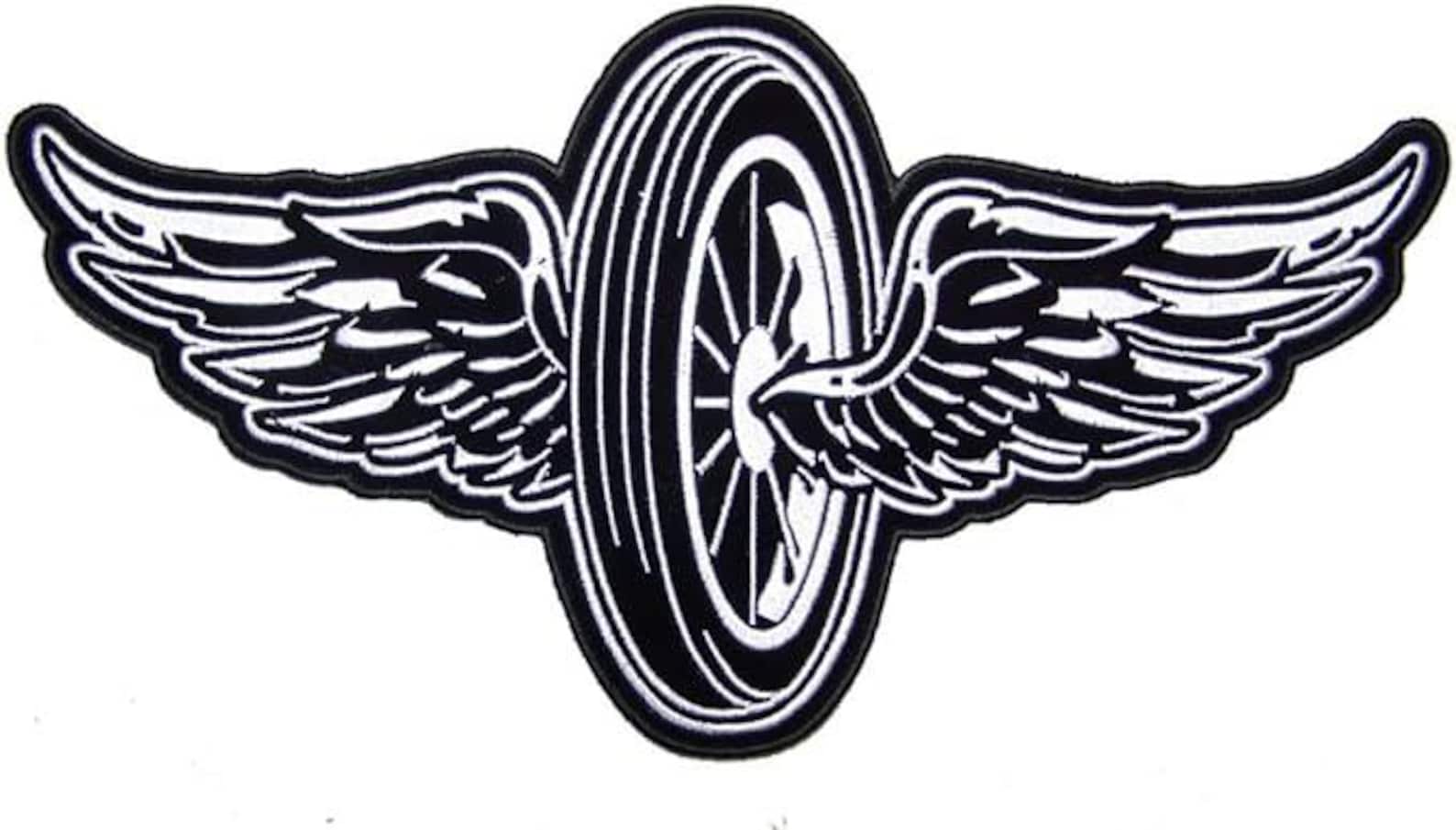 Motorcycle Flying Wheel Wings Patch Embroidered Jacket Vest Patches for ...