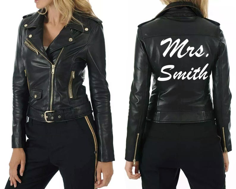 Custom Leather Jacket- Bride Leather Jacket - Gift for Her - Personalised Leather Jacket ...