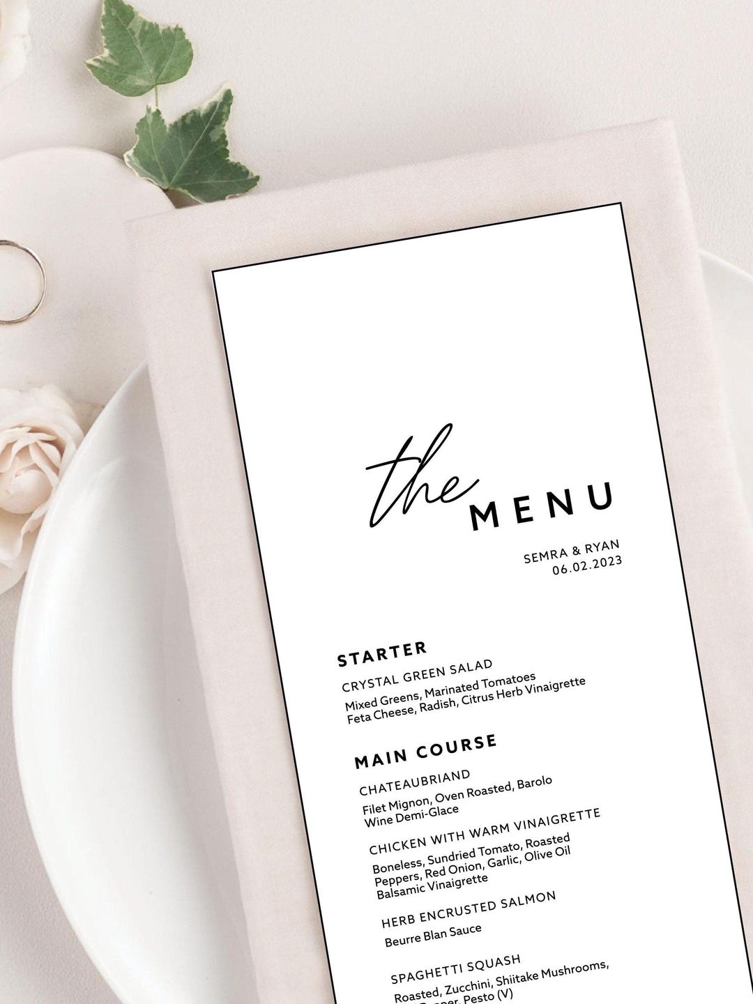 Custom Menus | Elegant Wedding Menus | Wedding Menu Cards | Modern Wedding Menus | Party Menus ...