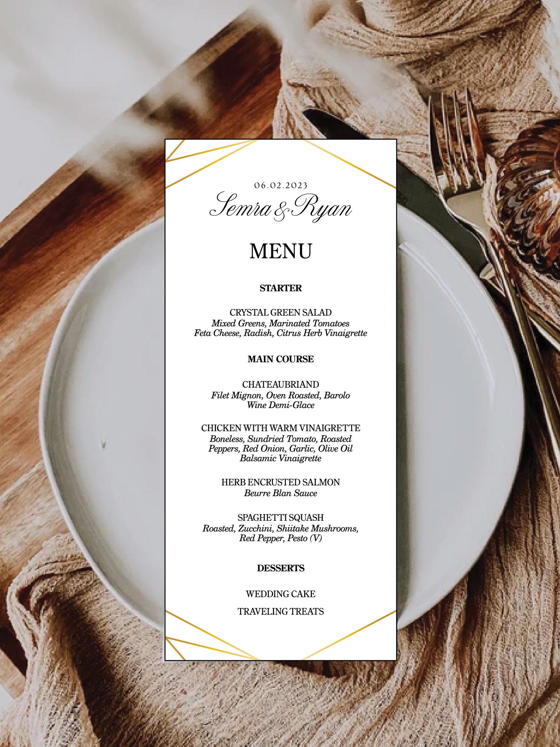 Custom Wedding Menus: Elegant Modern Reception Decor - Etsy