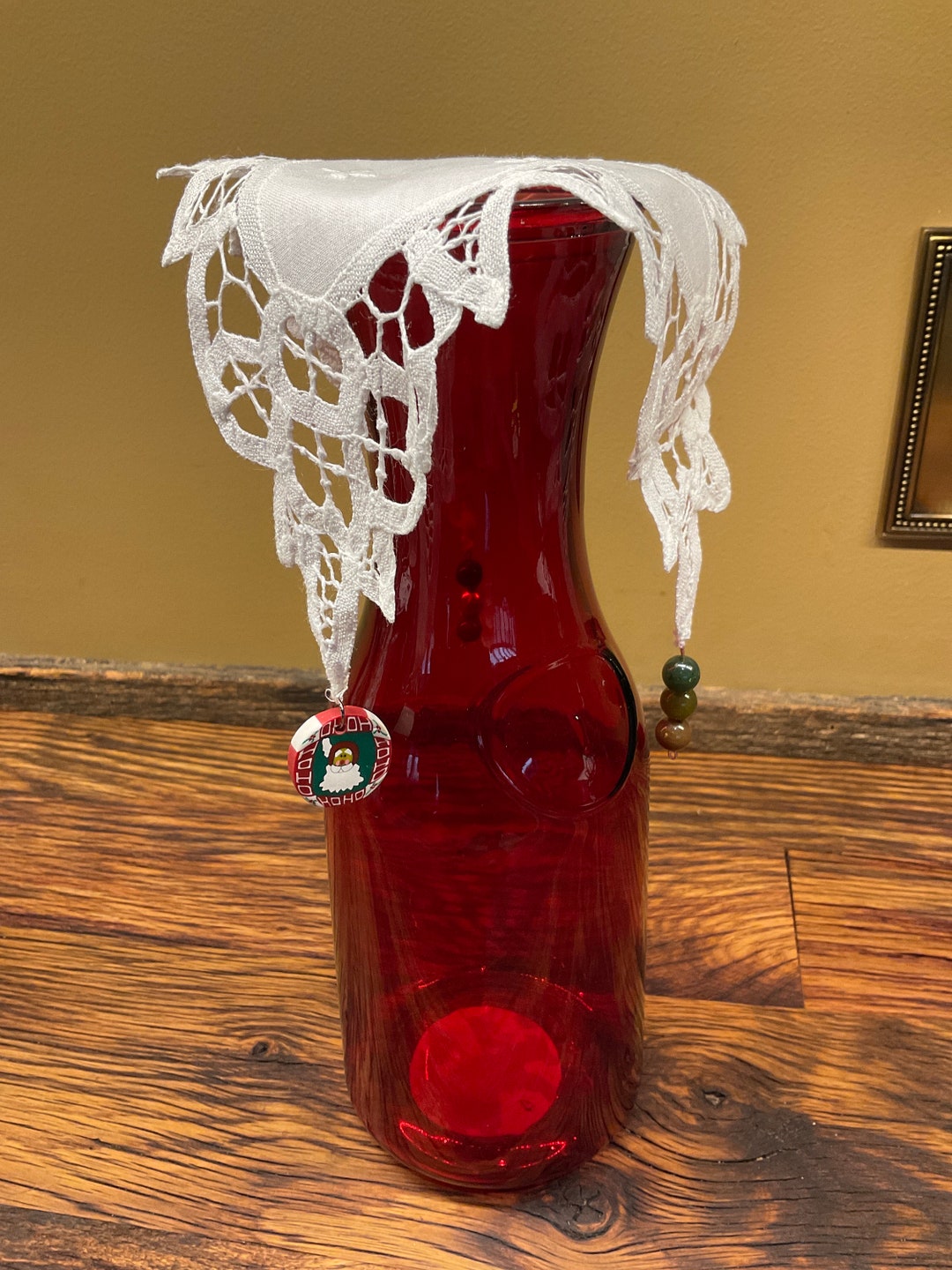 Christmas Wine Carafe With Decorative Lace Cover - Etsy