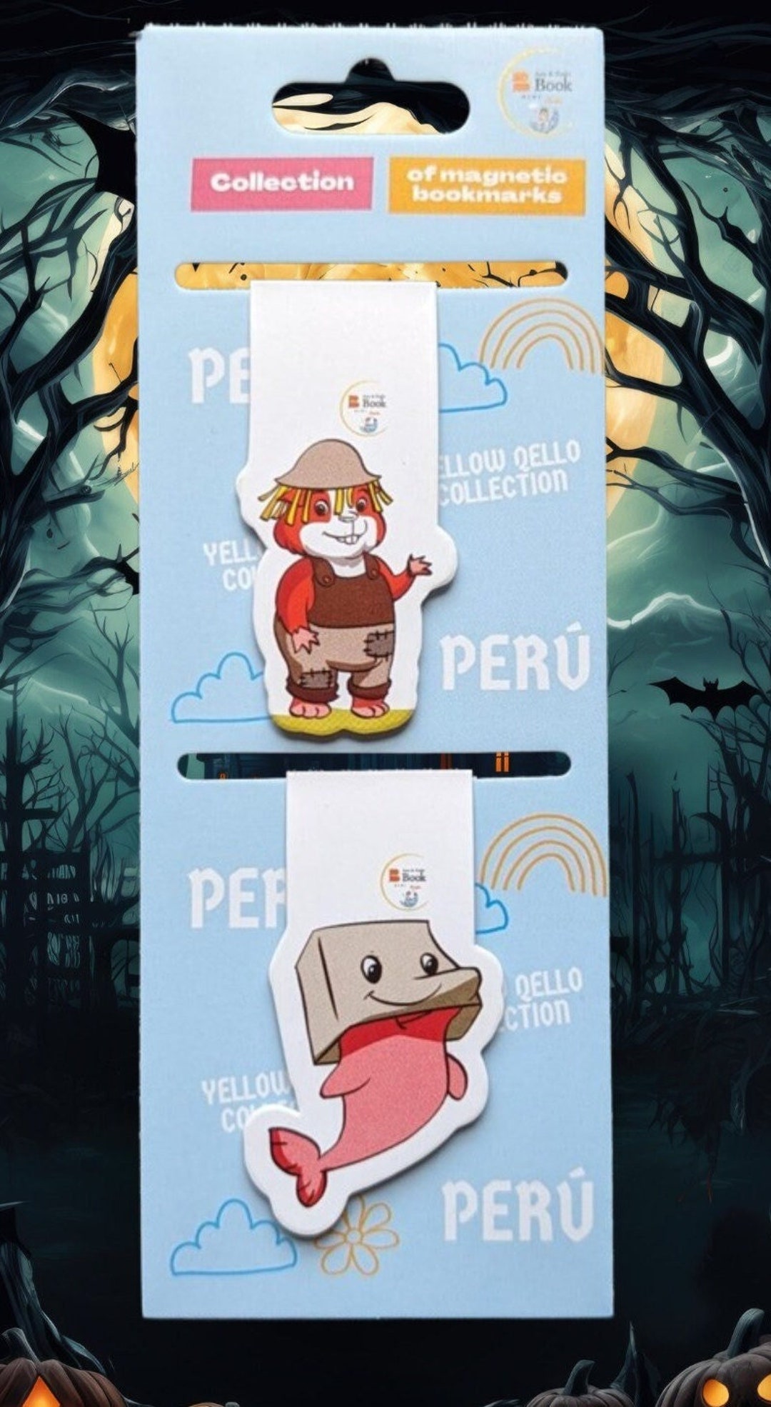 Whimsical Magnetic Bookmarks: Guinea Pig & Pink Dolphin With Chullo ...