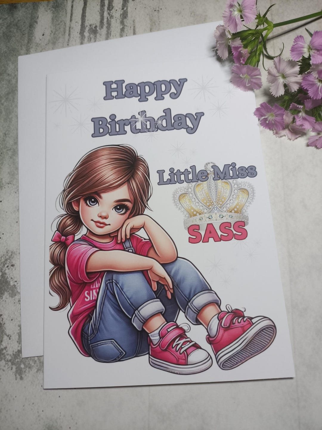 Little Miss Sass Birthday Card, Fun Girl Character Design - Etsy