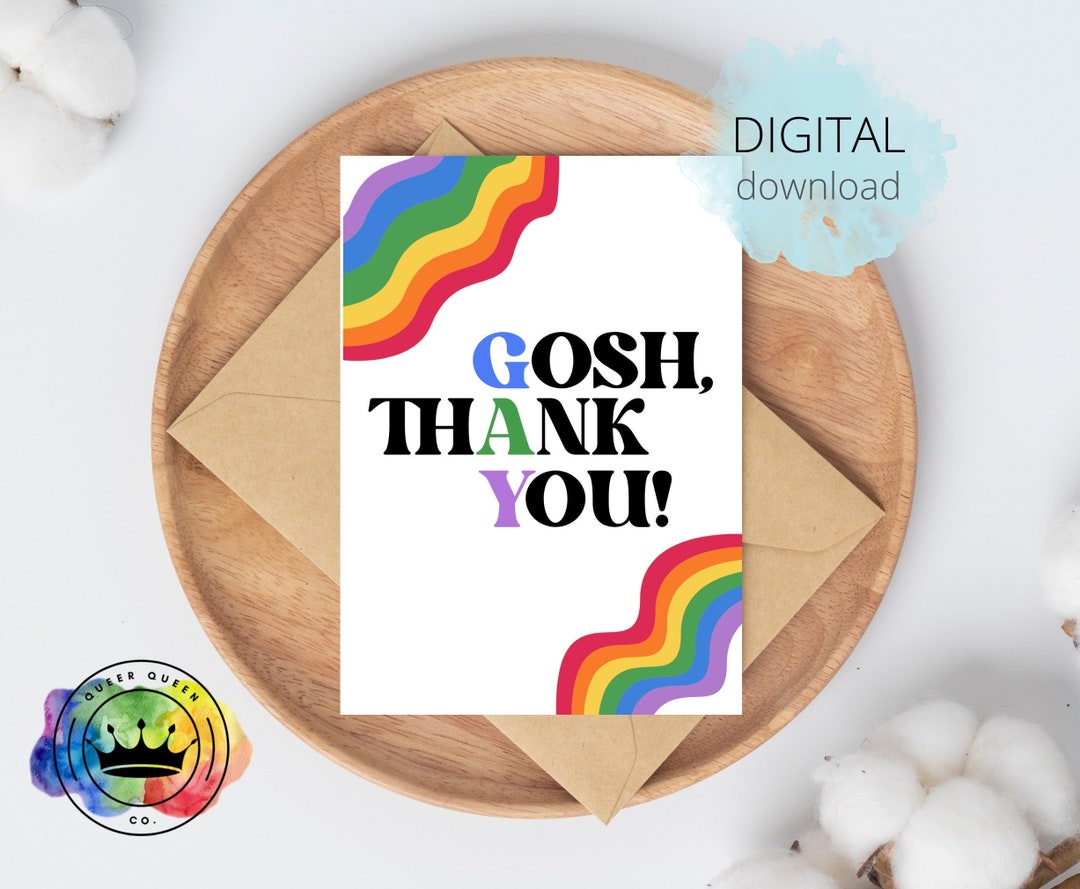 Thank You Card Gosh Thank You Printable Gay Thanks Card - Etsy