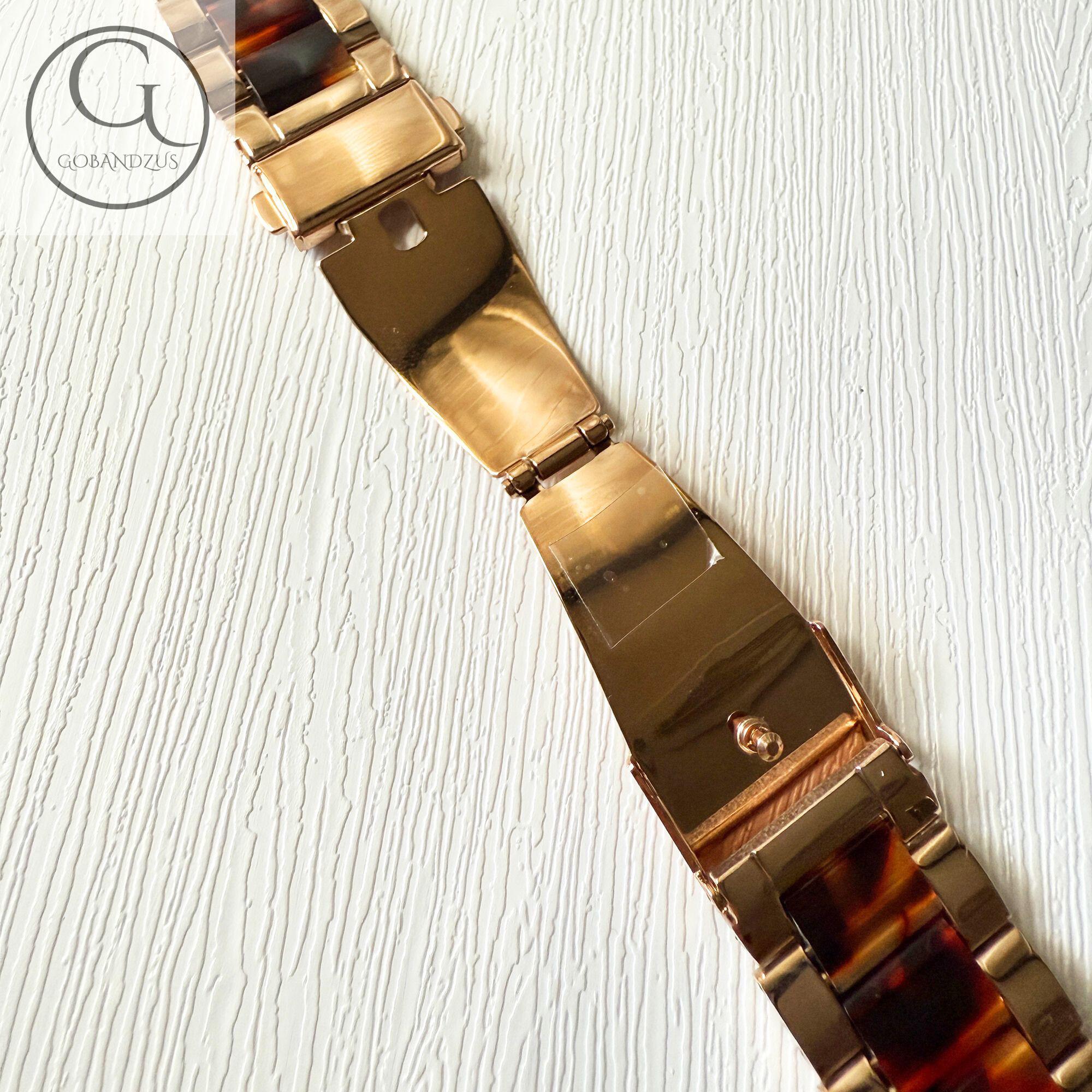 Luxury Tortoiseshell Rose Gold Apple Watch Band Elegant Resin Link ...