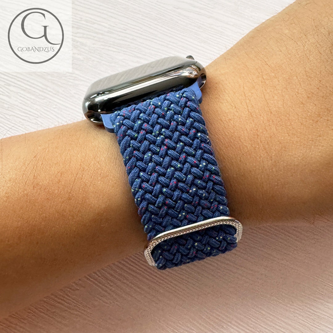 Sapphire Blue Braided Nylon Apple Watch Band Buckle Ultra 38 40 41 42 ...