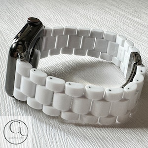 White Color Apple Watch Band Resin Bracelet Strap Pink White 40 41 42 ...