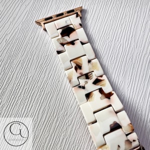Ivory Tortoise Pattern Apple Watch Band Ultra Resin Bracelet Strap 40 ...