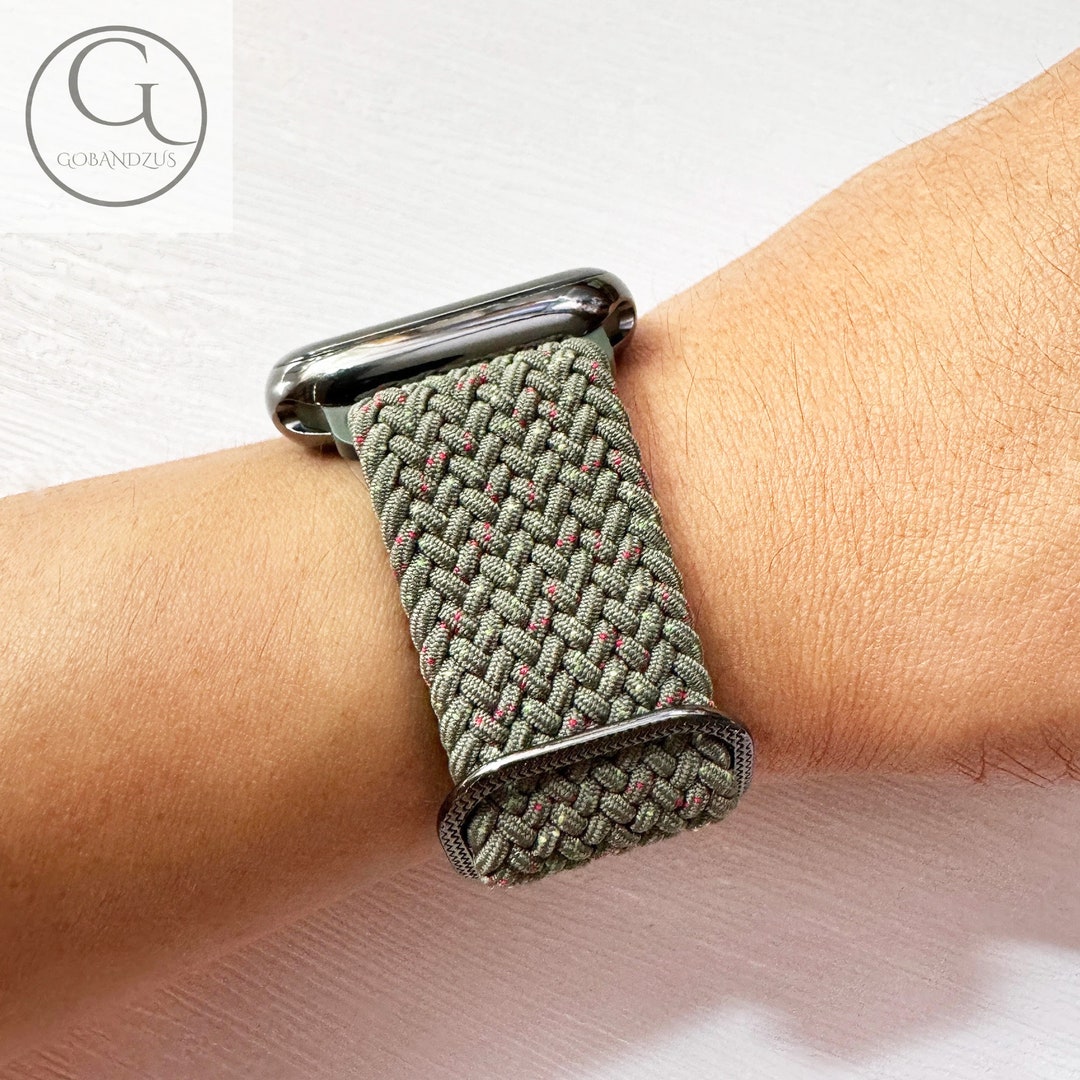 Olive Green Braided Nylon Apple Watch Band Buckle Ultra 38 40 41 42 44 ...