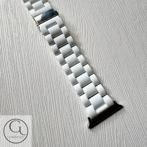 White Color Apple Watch Band Resin Bracelet Strap Pink White 40 41 42 ...
