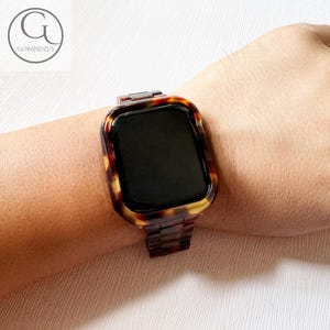 Retro Tortoise Pattern Apple Watch Resin Bracelet Strap 40mm 41mm 42mm ...