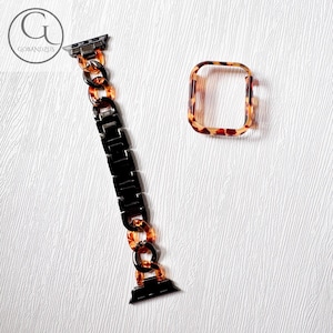 Retro Tortoise Pattern Apple Watch Resin Chain Bracelet Strap 40 41 42 ...