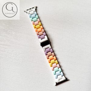 Pastel Color Apple Watch Resin Bracelet Strap Pink Blue White Yellow 40 ...