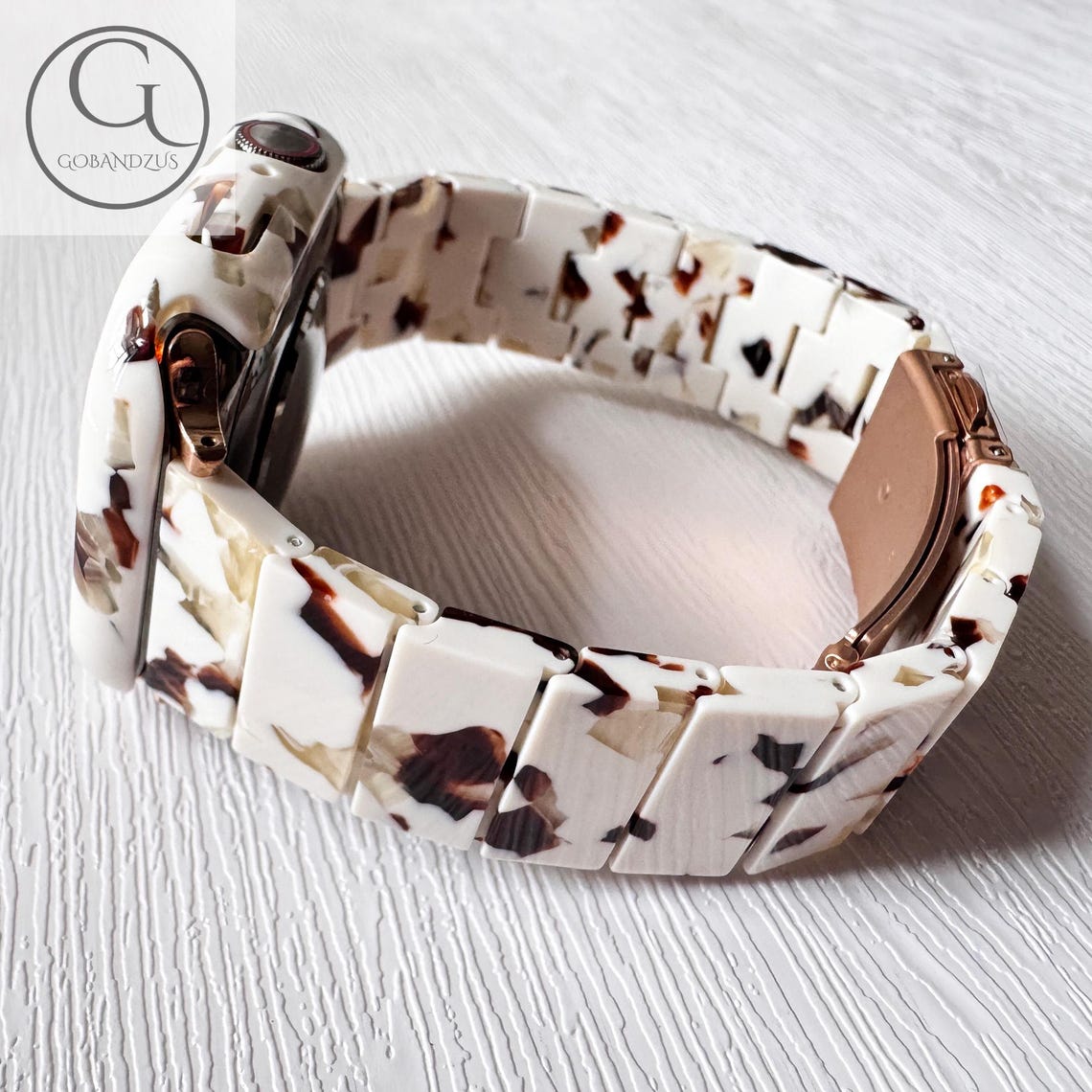 Ivory Tortoise Apple Watch Band Flat Style Resin Bracelet Strap 38 40 ...