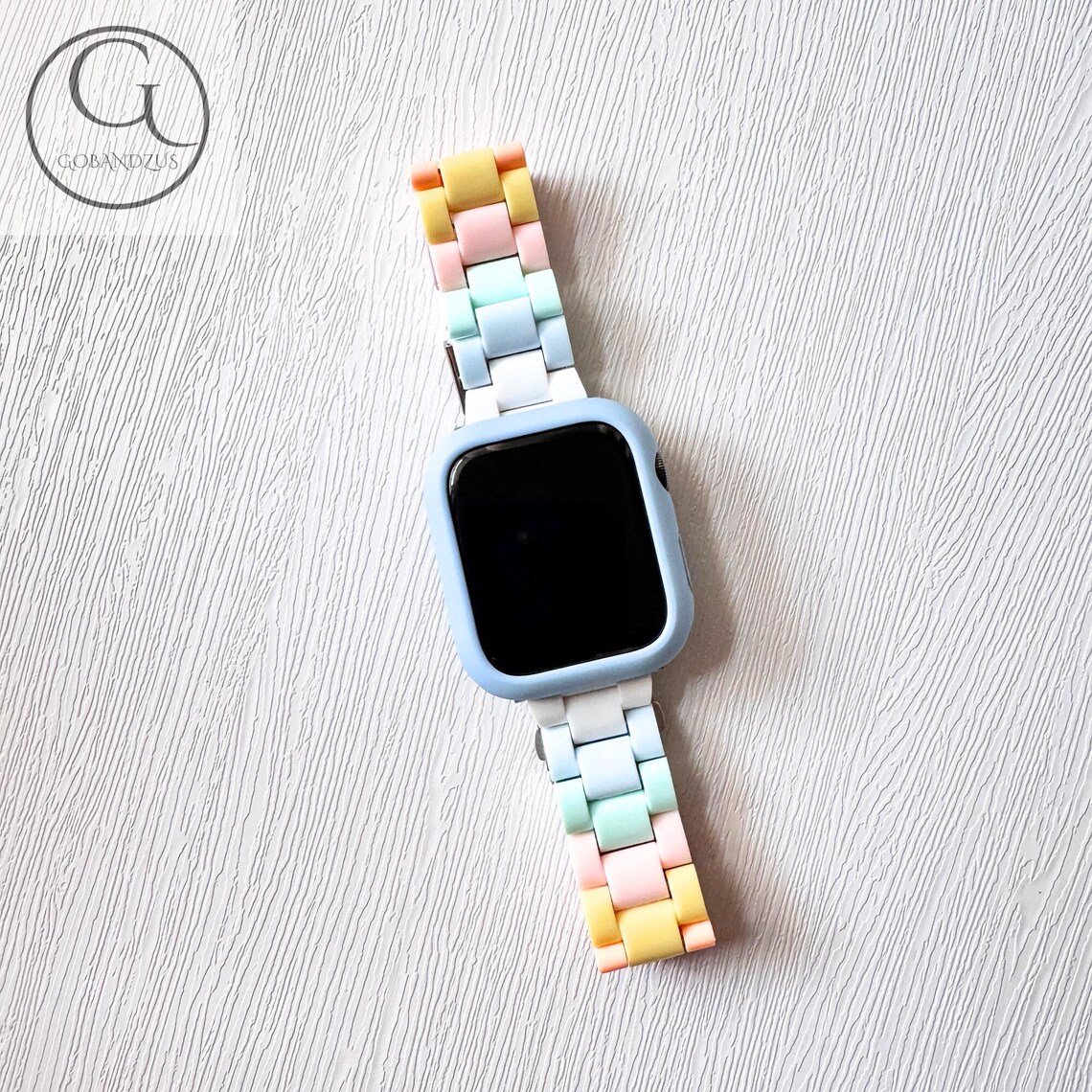 Pastel Color Apple Watch Resin Bracelet Strap Pink Blue Case White ...