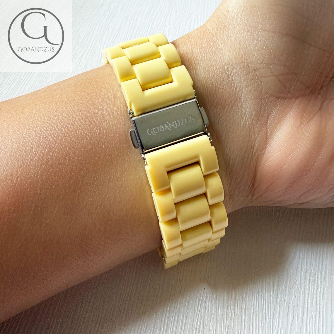 Yellow Color Apple Watch Band Resin Bracelet Strap Pink White 40 41 42 ...