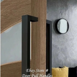 Entry Door Pull Handle Black Entrance Modern Square Long Stainless ...