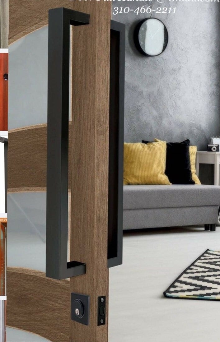Entry Door Pull Handle Black Entrance Modern Square Long Stainless ...
