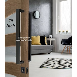 Entry Door Pull Handle Black Entrance Modern Square Long Stainless ...