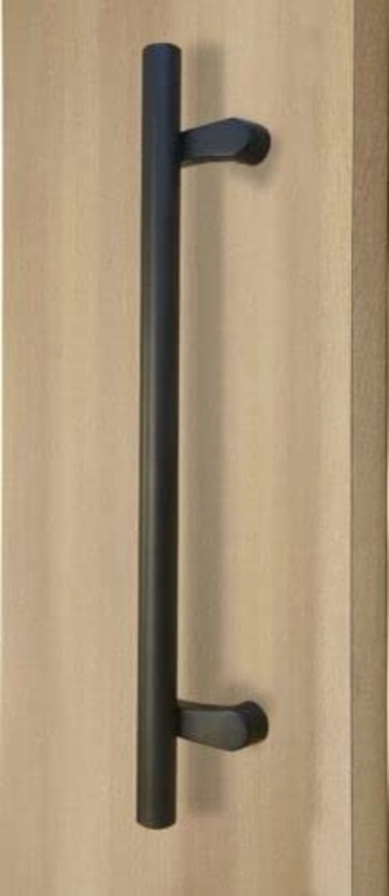 Entry Door Pull Handle Offset Stainless Steel Round Matte Black Bar ...
