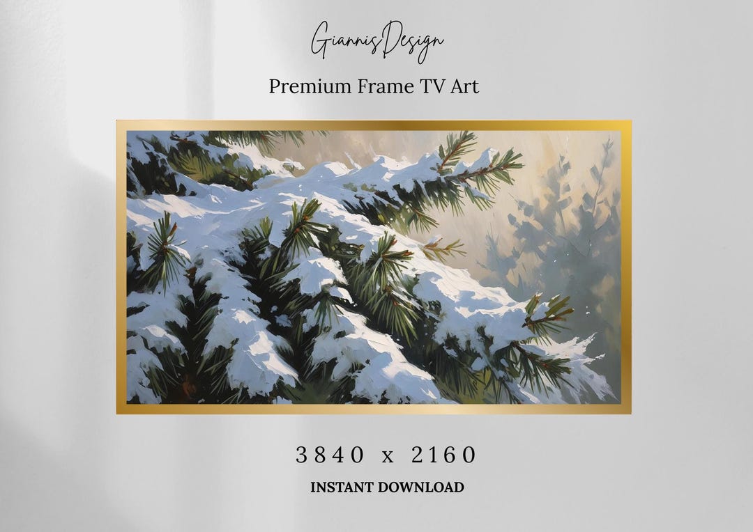 Snowy Christmas Tree Branch Screen , Pastel Winter Holiday Decor, Cozy ...