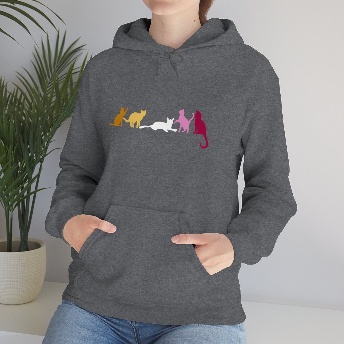 Lesbian Pride Flag Cat Hoodie, Subtle Lesbian, LGBTQ Pride Merch ...