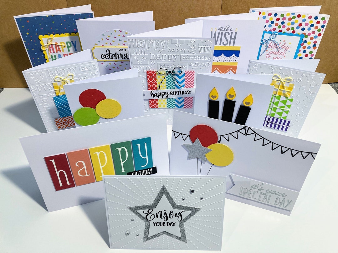 Bulk Pack of 12 Handmade Birthday Cards - Etsy