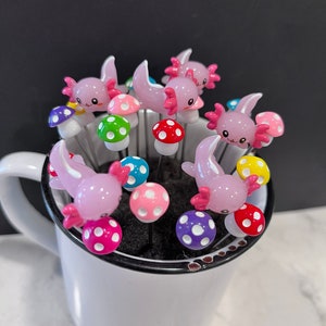1 Axolotl & 1 Small Mushroom Poker Pick Color 4in Long and 1.5mm Wide ...