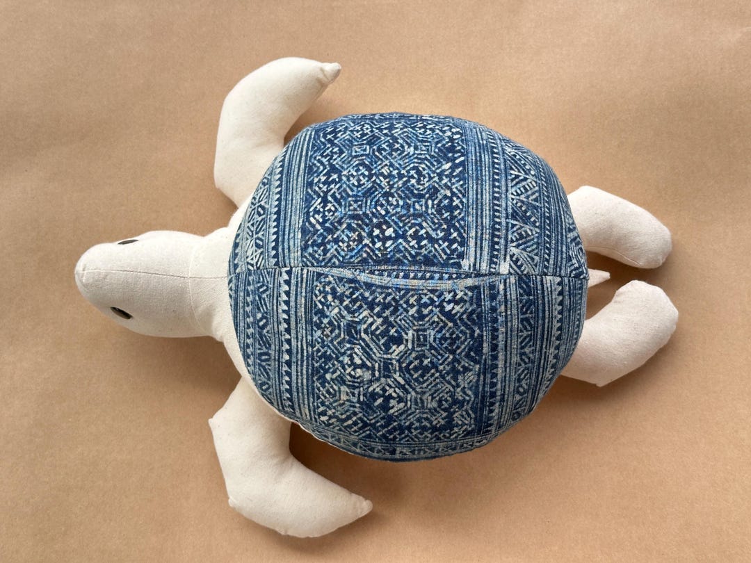 Handmade Turtle Plush Toy – Hmong Fabric Stuffed Animal – Soft Nursery ...