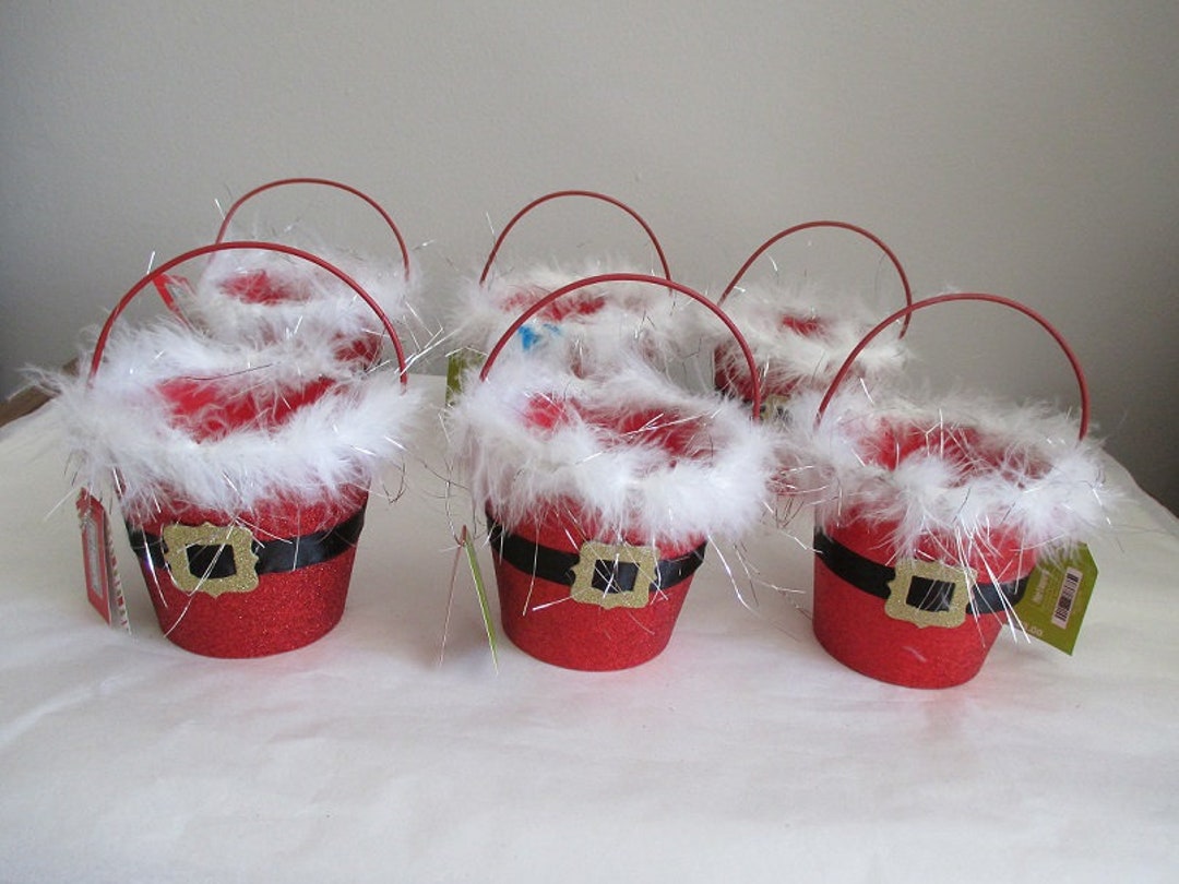 Pier 1 Santa Belt Treat Buckets Set of 6 Mint W/tags Never Used/new ...