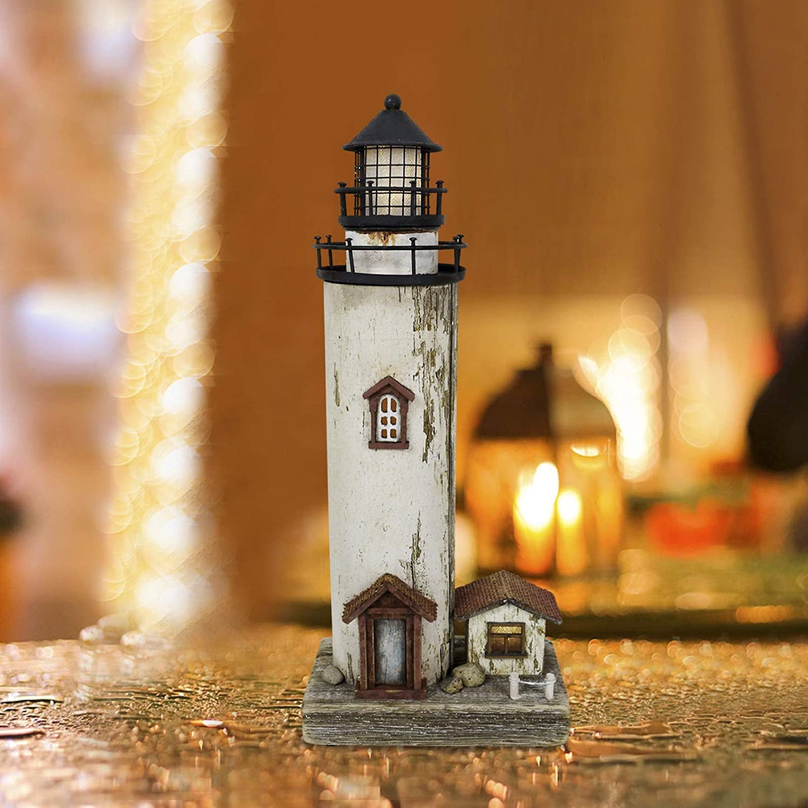 Wooden Lighthouse Decor With Light Decorative Nautical - Etsy