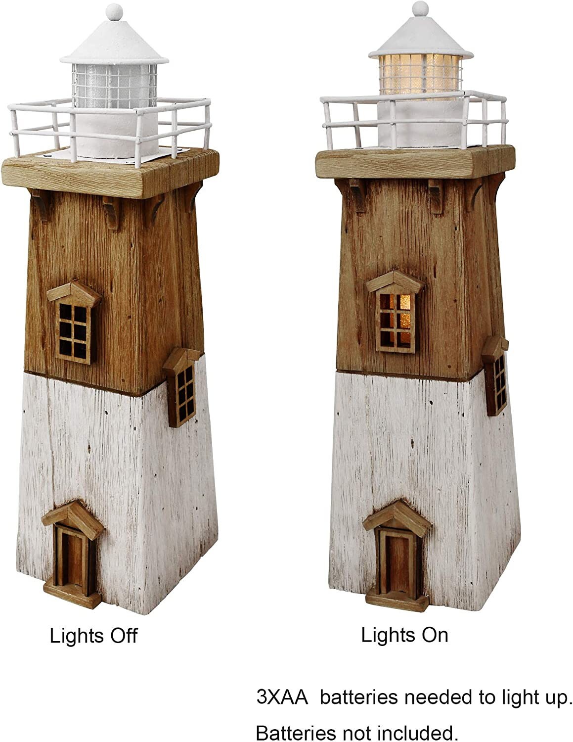 Wooden Lighthouse Decor With Light Decorative Nautical - Etsy