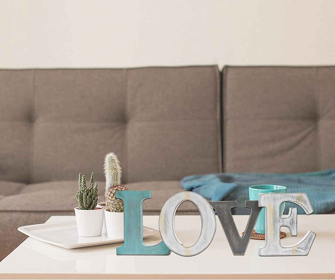 Rustic Wood Sign Decorative Cutout Word Sign Wall Decor, Multicolor ...