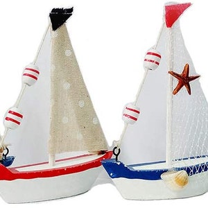 Wooden Sailboat Decoration Small Model Wood Sailing Boat Decor Vintage ...